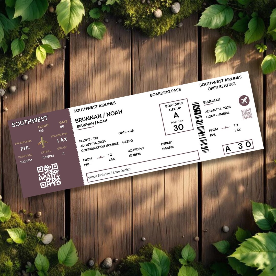 Editable Boarding Pass Template Canva, Printable Plane Ticket Gift ...