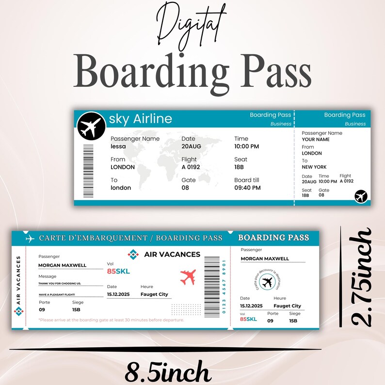 Editable Boarding Pass Template, Surprise Trip Ticket Canva, Printable ...