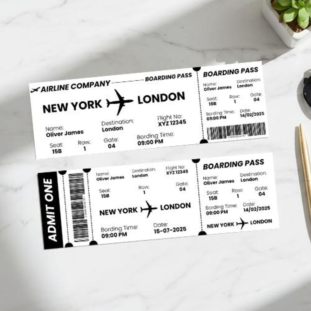 Editable Boarding Pass Template for Surprise Trips, Canva Airline ...