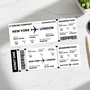 Editable Boarding Pass Template for Surprise Trips, Canva Airline ...