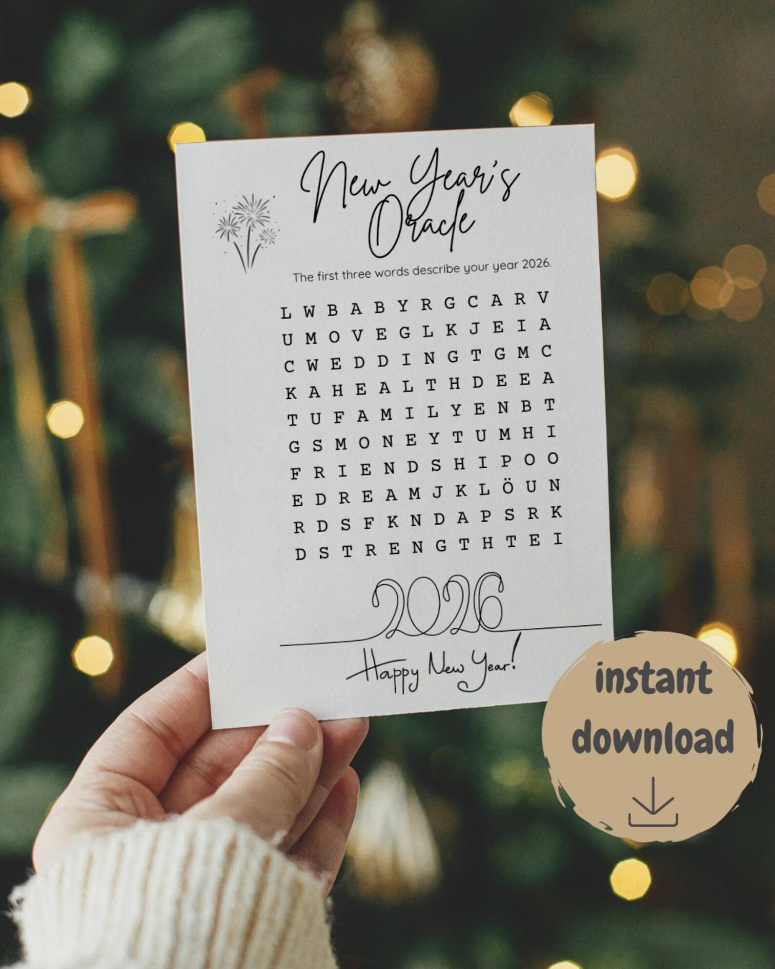 New Year's Oracle 2026, New Year, Word Grid, Creative Game, Printable ...