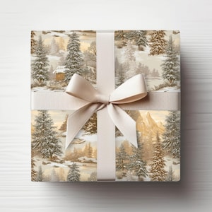 Vintage Winter Woodland Wrapping Paper: Cabin in Snowy Forest Gift Wrap ...