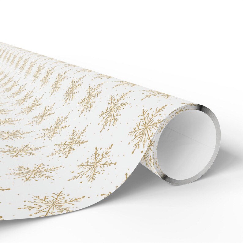 Gold Snowflake Wrapping Paper: Minimalist Christmas Winter Gift Wrap ...