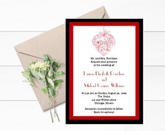 Heart wedding invite | Etsy
