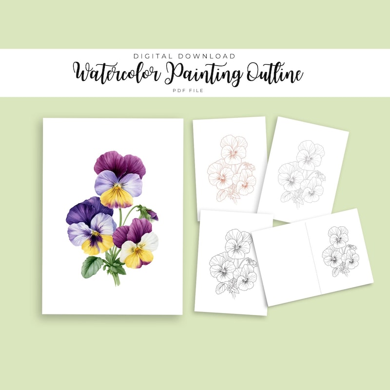 Watercolor Line Art Floral - Etsy