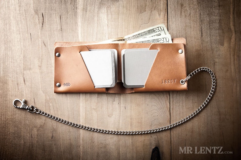 Men's Chain Wallet, Mens Leather Chain Wallet, Minimal Leather Chain ...