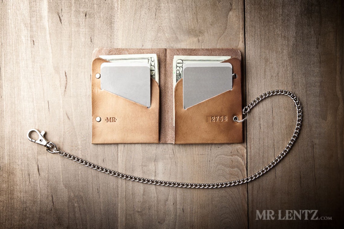 Men's Leather Chain wallet Men's Chain Wallet Thin | Etsy