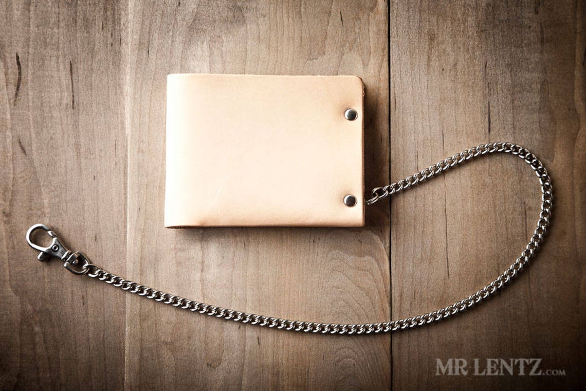 Men's Chain Wallet, Mens Leather Chain Wallet, Minimal Leather Chain ...