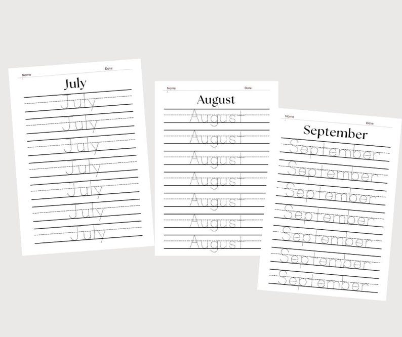 Months of the Year Tracing Worksheets: Handwriting Practice (PDF ...