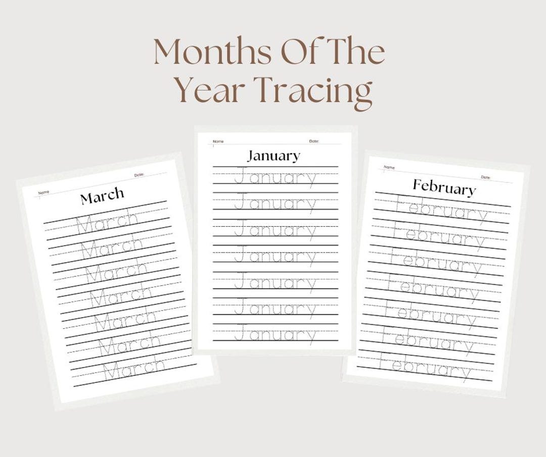 Months of the Year Tracing Worksheets: Handwriting Practice (PDF ...