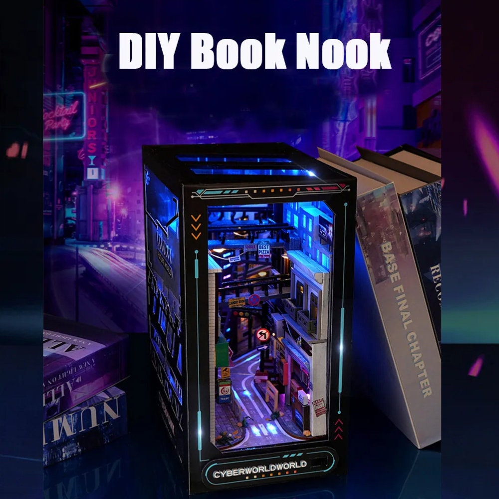 DIY Buch Nook Cyberpunk Zukunft Welt Handgemachtes Puppenhaus Spielzeug ... DIY Buch Nook Cyberpunk Zukunft Welt Handgemachtes Puppenhaus Spielzeug ...