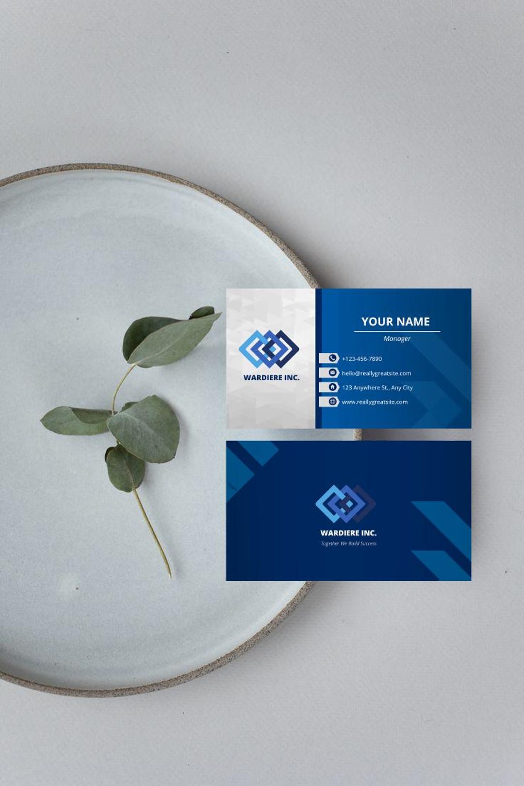 Blue Minimalist Business Card Template | Editable Corporate Design ...