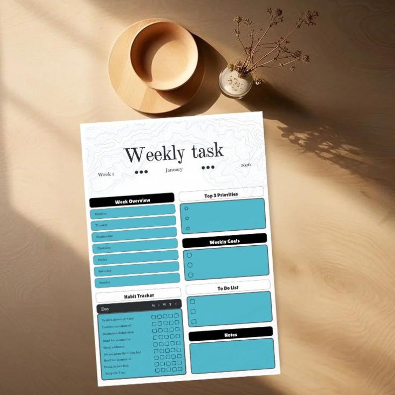 Weekly Task Planner | Printable Schedule, To-do List (digital Download ...