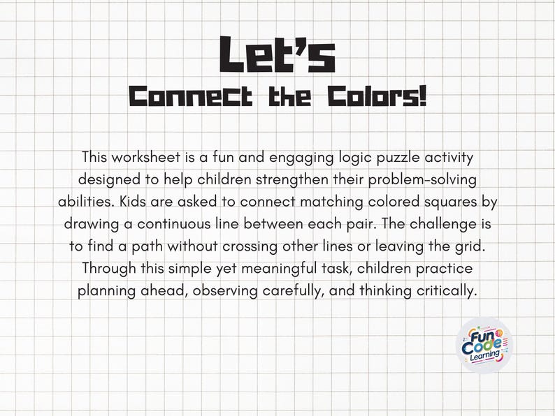 Connect the Colors Worksheet (unplugged Coding & Logical Thinking for ...