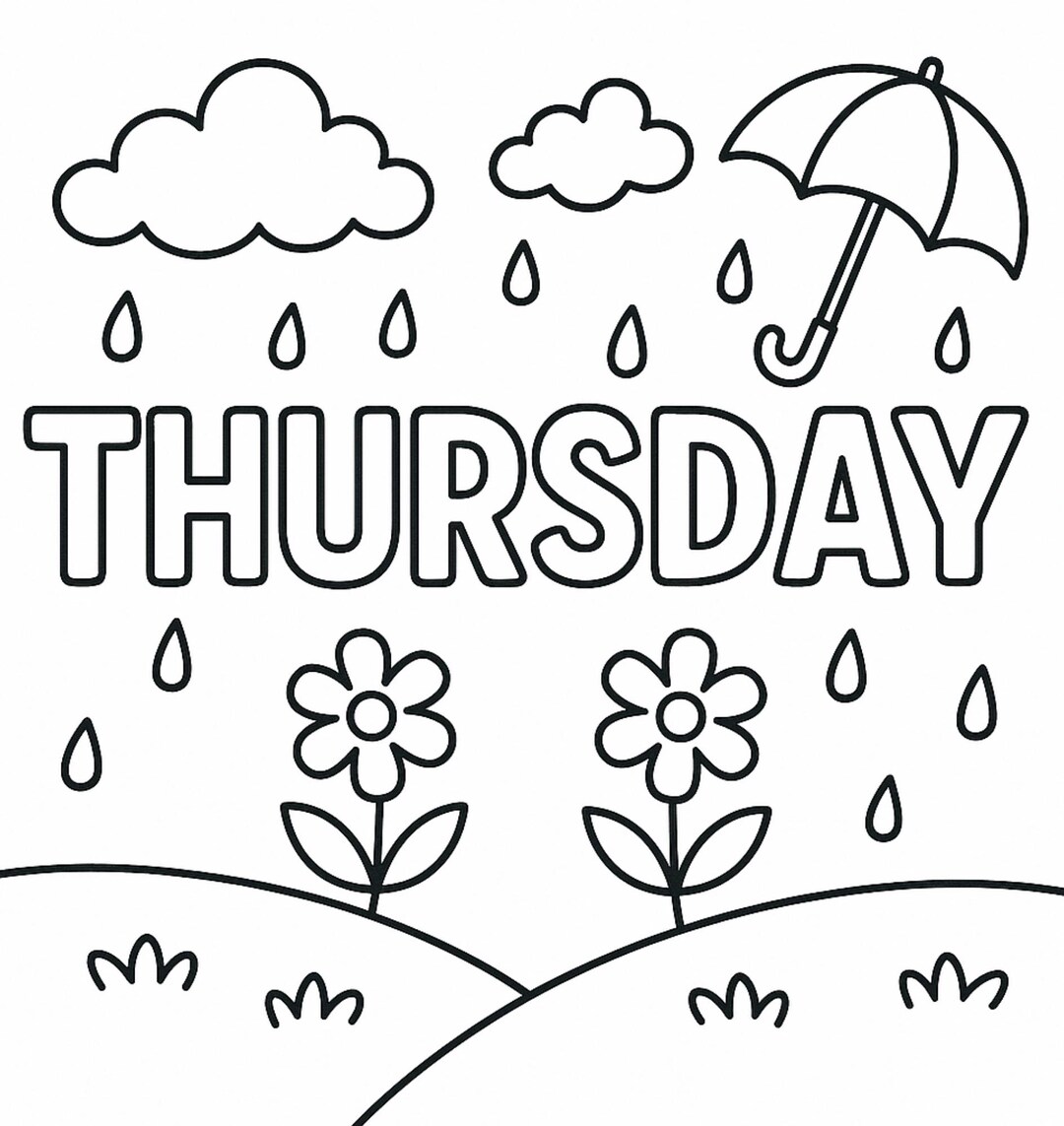 Days of the Week Coloring Page Kids and Adult - Thursday - Etsy