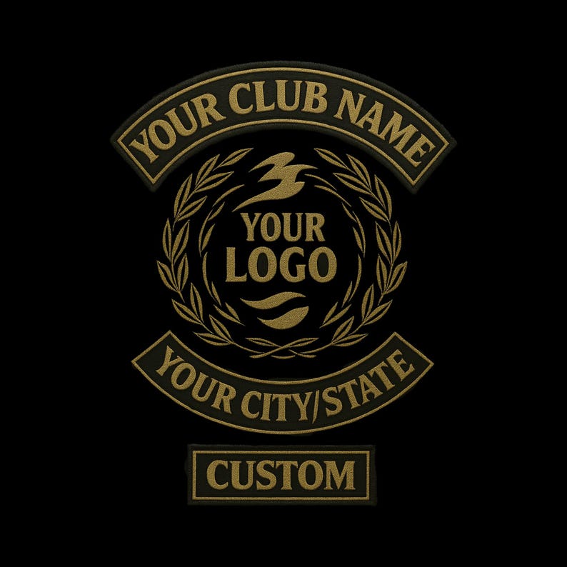 Custom Biker Back Patch Set | Club Logo, Top & Bottom Rockers, Name Tag ...