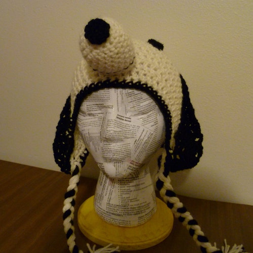 White and Black Snoopy Dog Beanie Hat Stocking Cap Wtih - Etsy