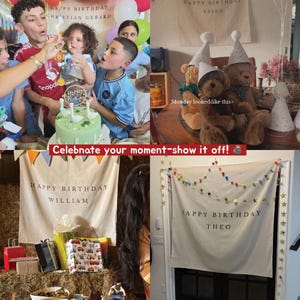 Personalized Baby Birthday Banner, Custom Linen Fabric Birthday Sign ...