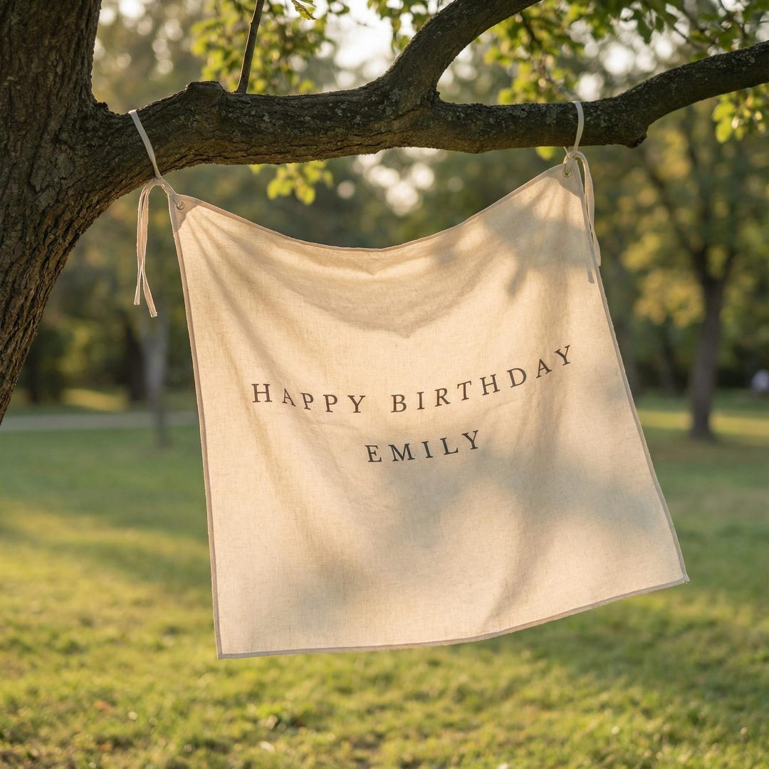 Personalized Baby Birthday Banner, Custom Linen Fabric Birthday Sign ...