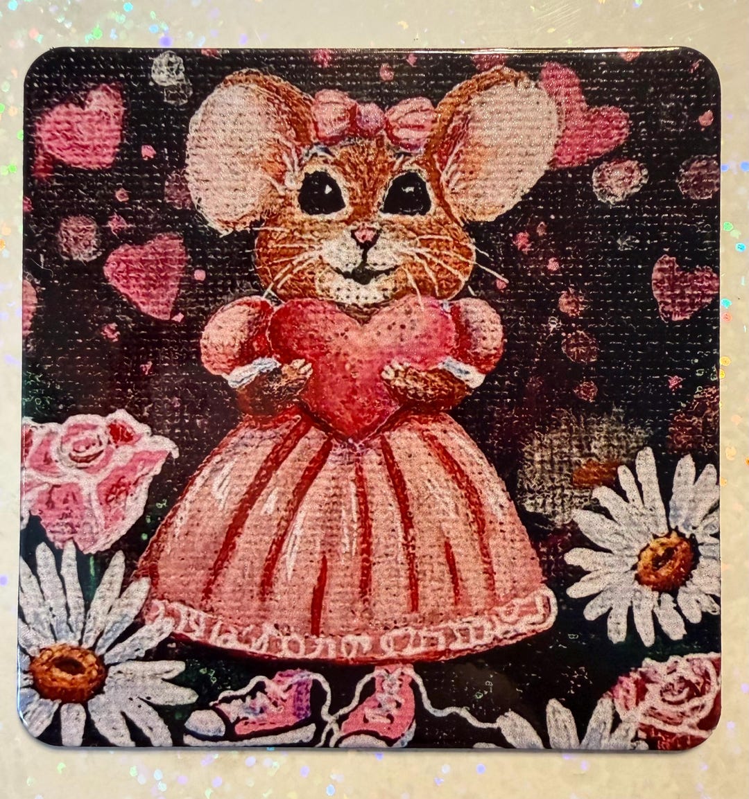 Magnet 3x3 Inch Mouse With Heart - Etsy