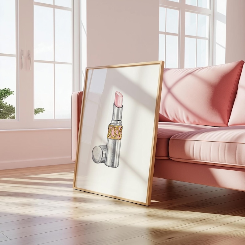 Girly Preppy Fashion Wall Art | Pink and White Posters, Designer Lip ...