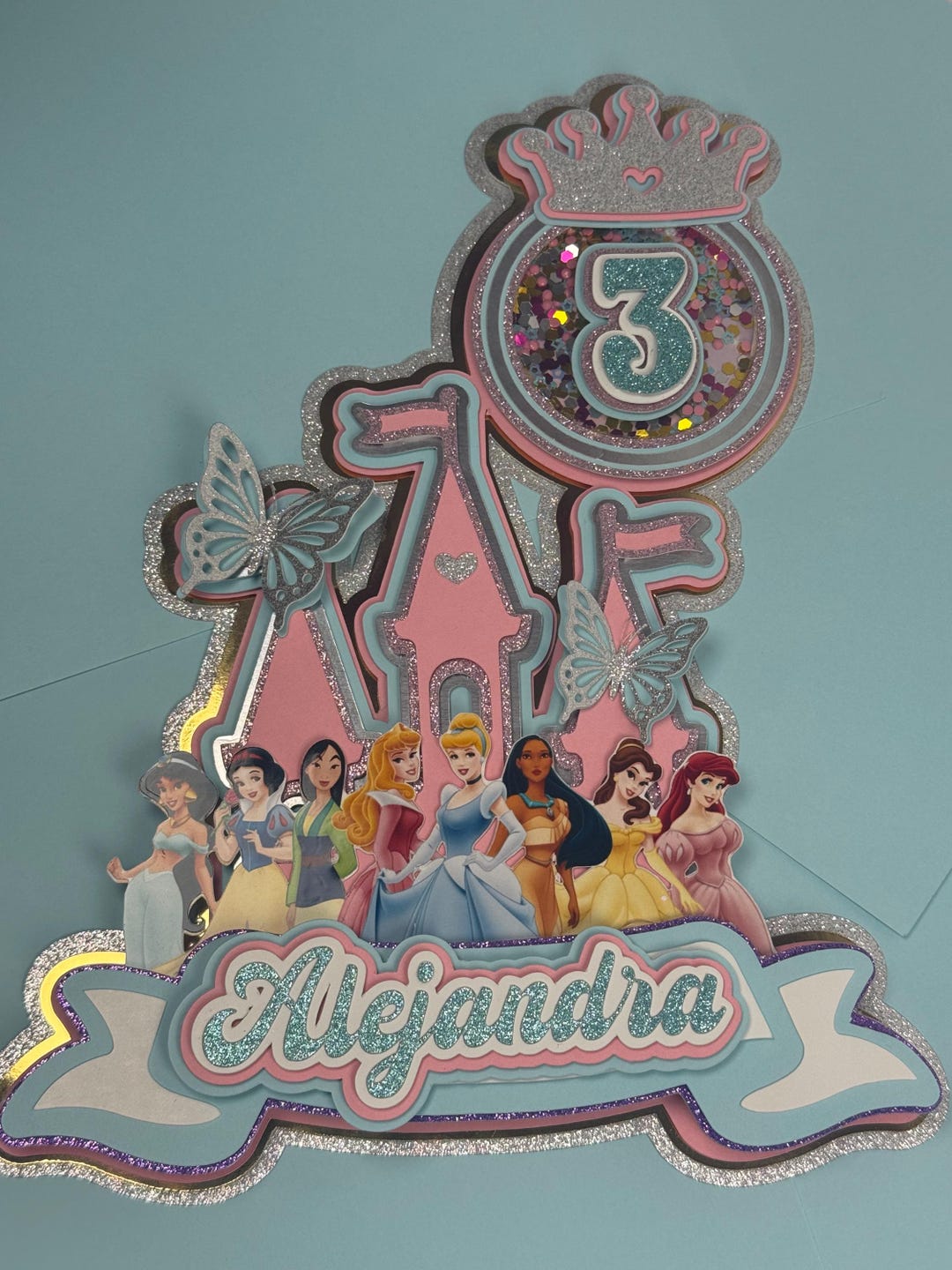 Disney Princess 3D Cake Topper – Personalized With Name & Age – Kids ...