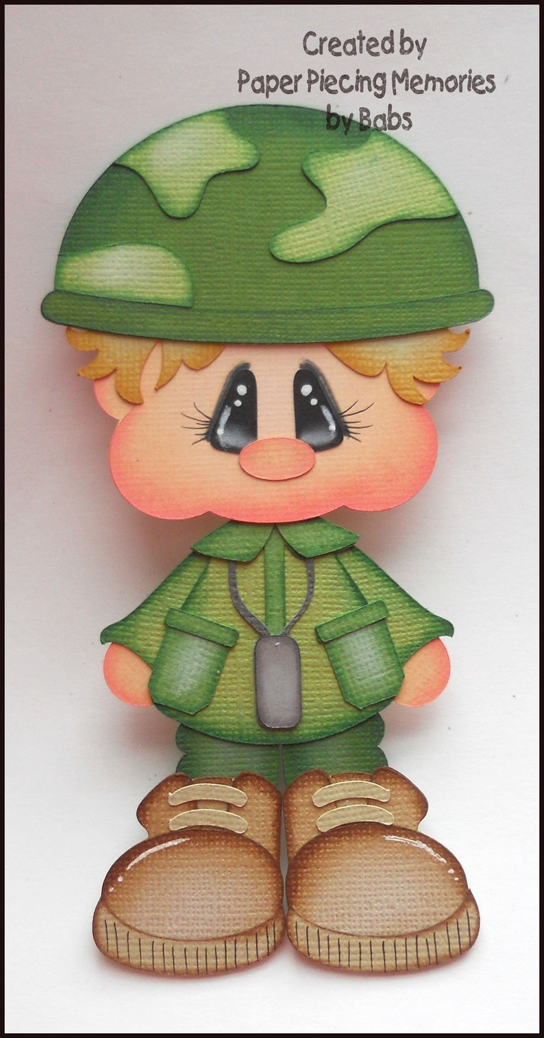 Army Boy Blonde Hair Premade Paper Piecing by Babs - Etsy