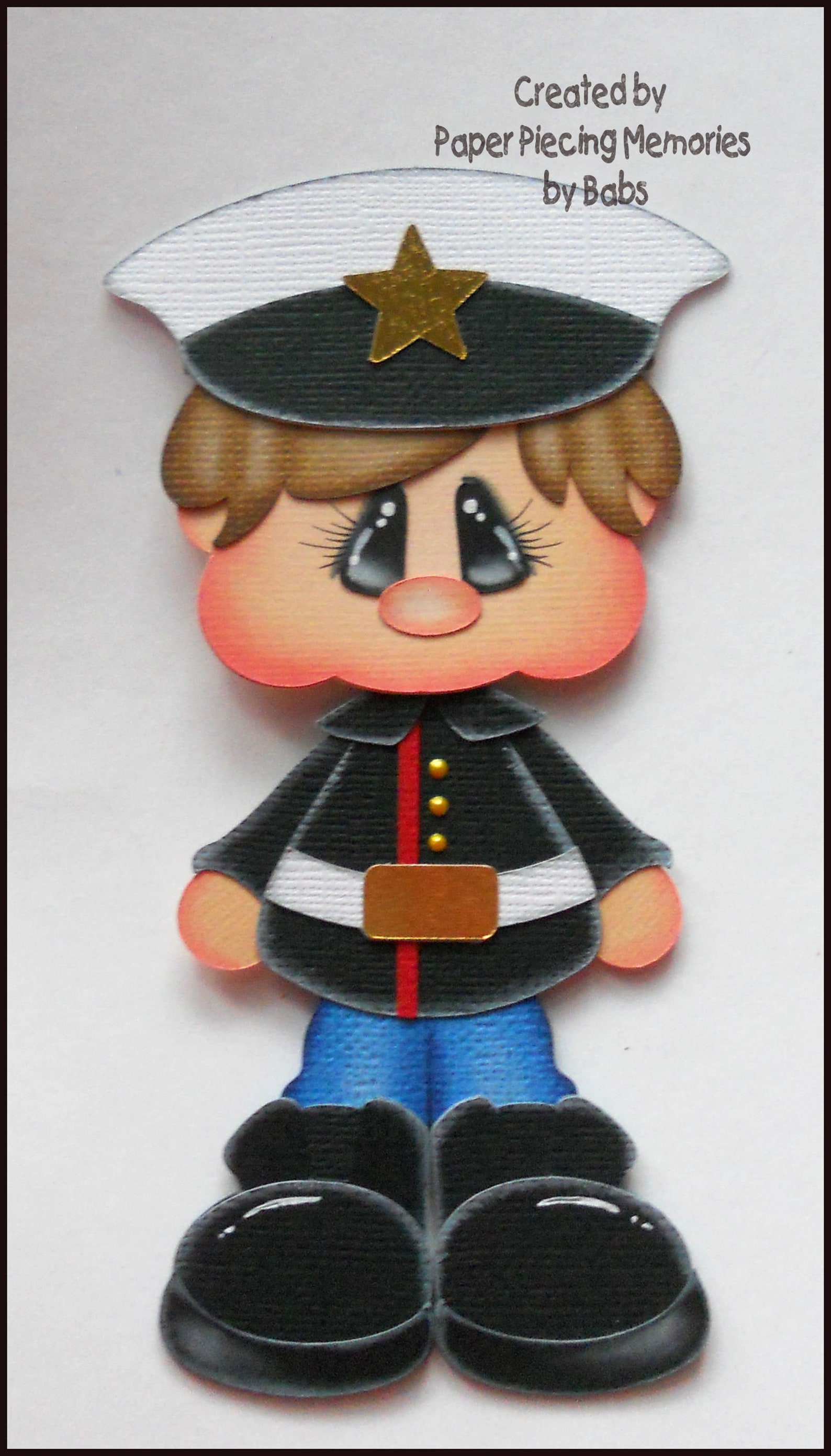 Marine Boy Brown Hair Premade Paper Piecing by Babs - Etsy
