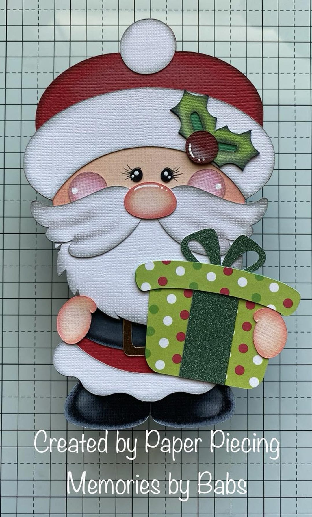 Santa Holding Present Premade Paper Piecing by Babs - Etsy