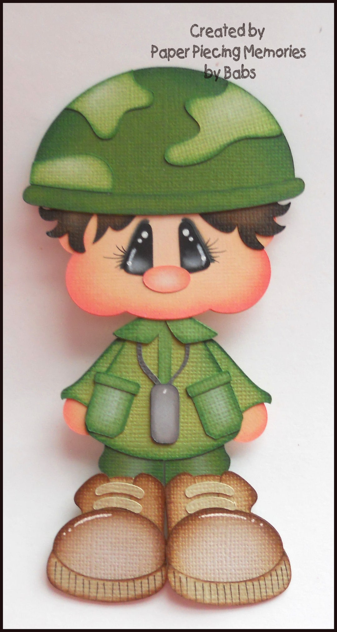 Army Boy Brown Hair Premade Paper Piecing by Babs - Etsy