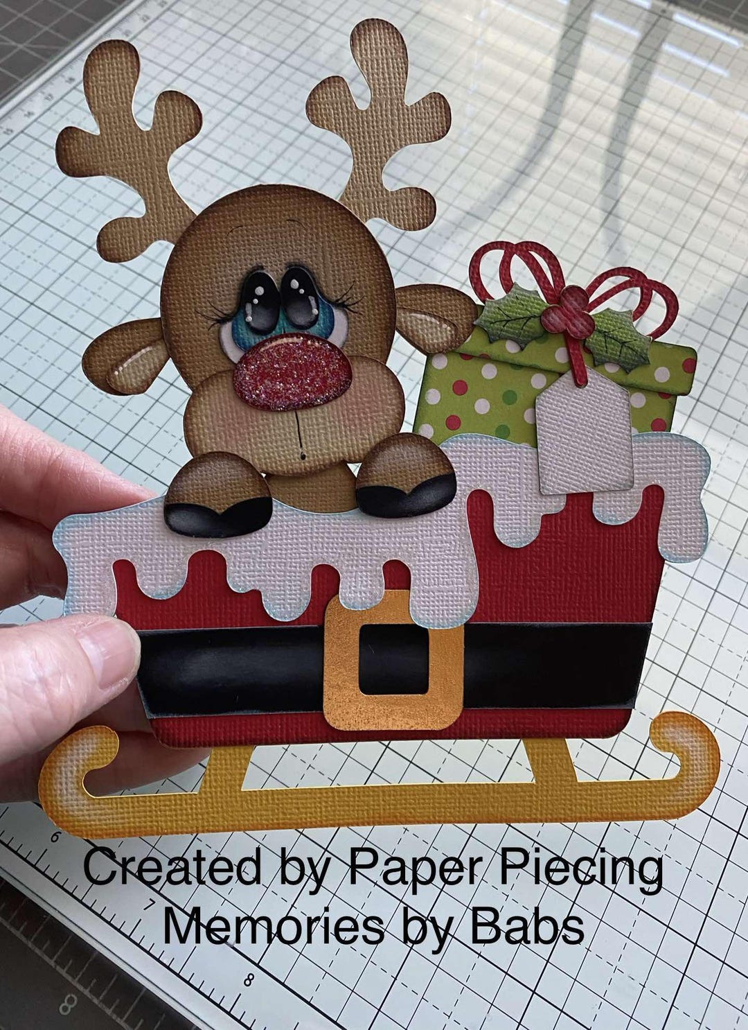 Rudolph in Sled Premade Paper Piecing Paper Piecing by Babs - Etsy
