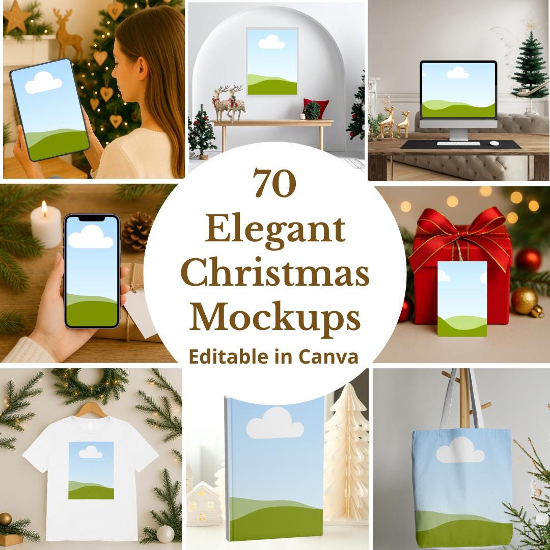 Christmas Mockups Bundle: Elegant Holiday Styles, Red Gold, White ...