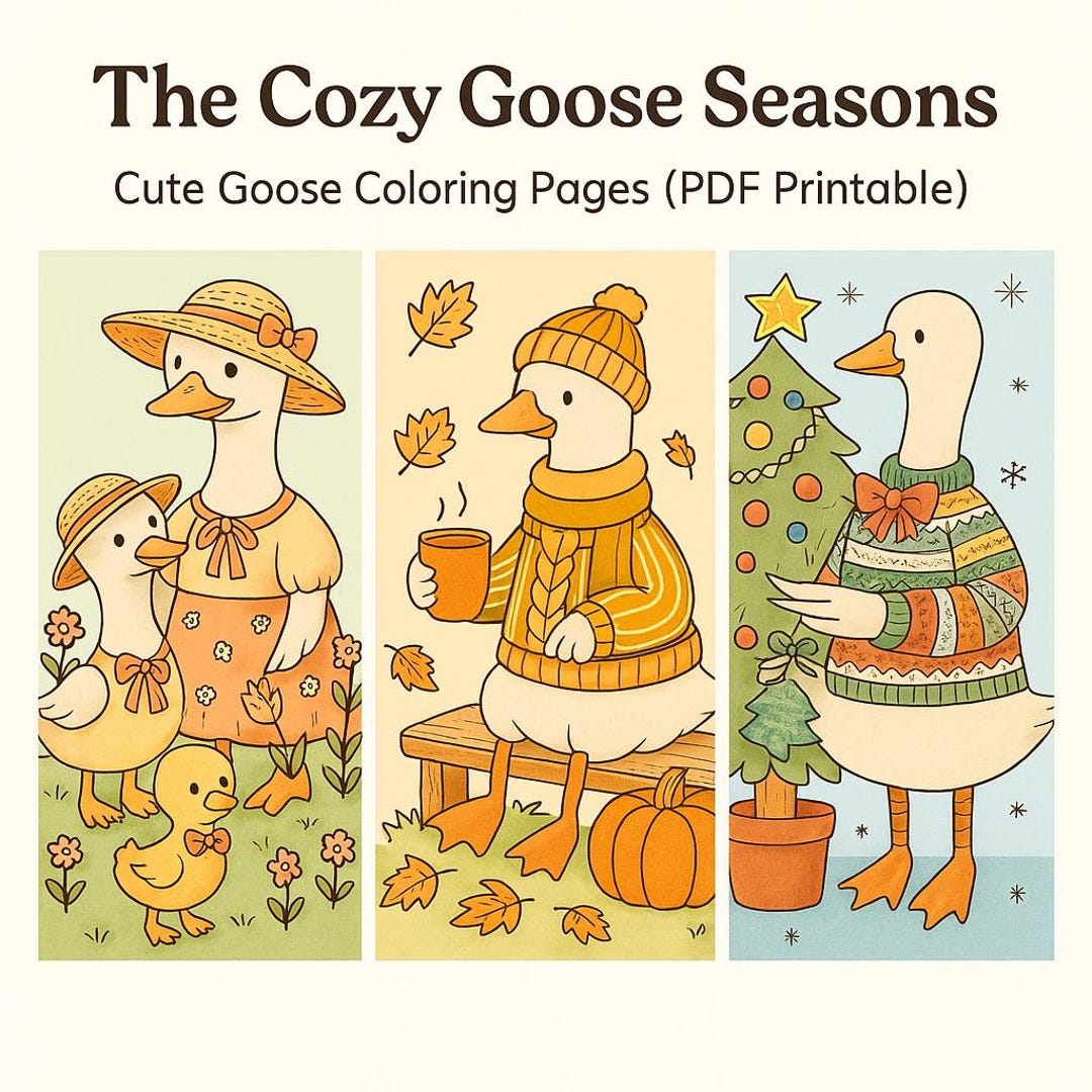 Cozy Goose Seasons Coloring Book Porche Silly Geese for Relaxing: 20 ...