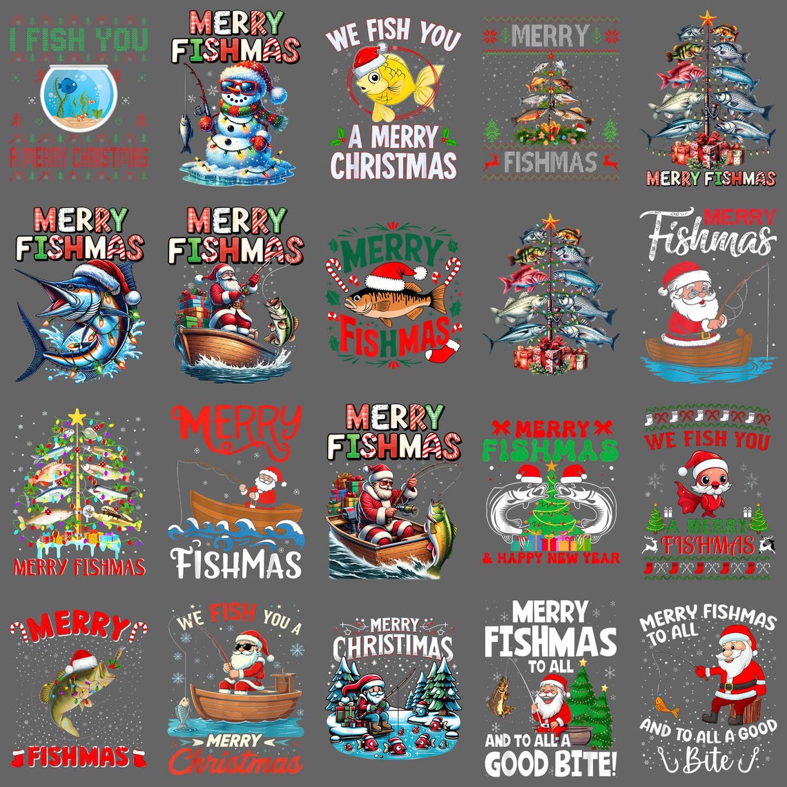 Merry Fishmas Santa Fishing PNG, Funny Sarcastic Christmas Quote ...