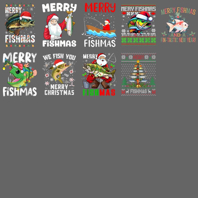Merry Fishmas Santa Fishing PNG, Funny Sarcastic Christmas Quote ...