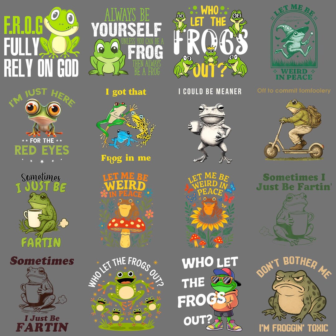 Vintage Frog Meme PNG, Cute Animal Humor Clipart, Slay Retro Amphibian ...