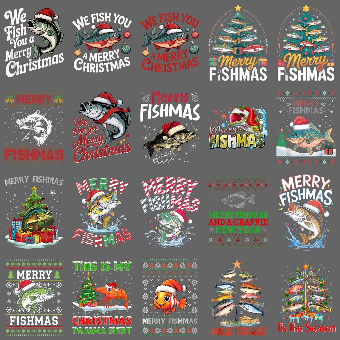 Merry Fishmas Santa Fishing PNG, Funny Sarcastic Christmas Quote ...