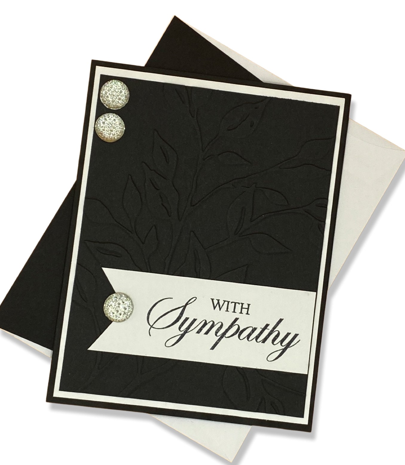 Black Embossed Sympathy Card, Sympathy Card, Handmade Sympathy Card ...