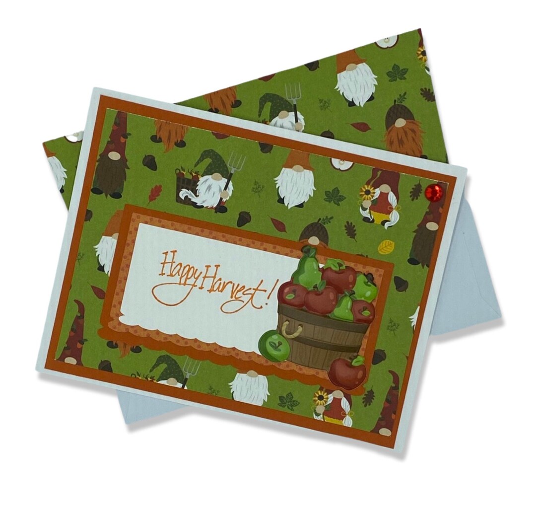 Happy Harvest Card, Fall Card, Autumn Card, Gnomes Card, Gnomes, Gnome ...