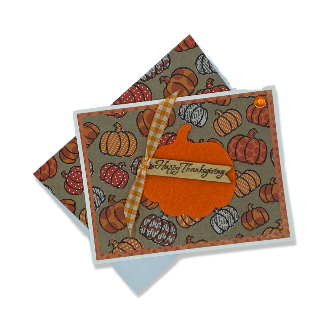 Pumpkin Thanksgiving Card, Handmade Thanksgiving Card, Thanksgiving ...