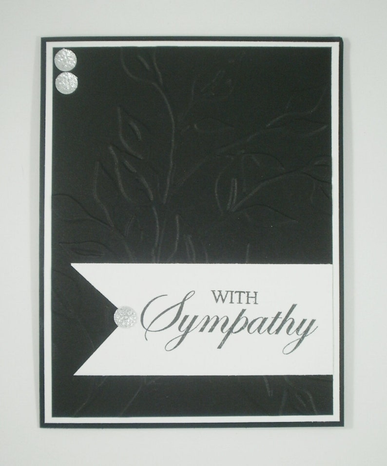 Black Embossed Sympathy Card Sympathy Card Handmade Sympathy | Etsy
