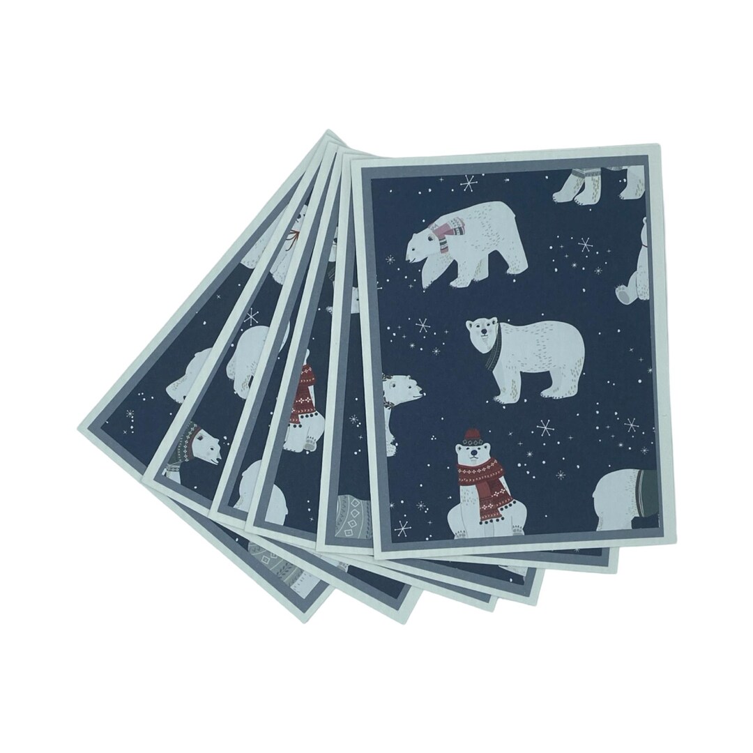 Polar Bear Note Card Set, Animal Cards, Christmas Card Set, Winter Card ...