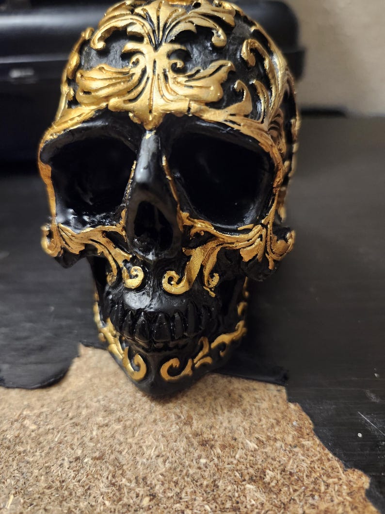 Black and Gold Skull Ornate Design Decor - Etsy