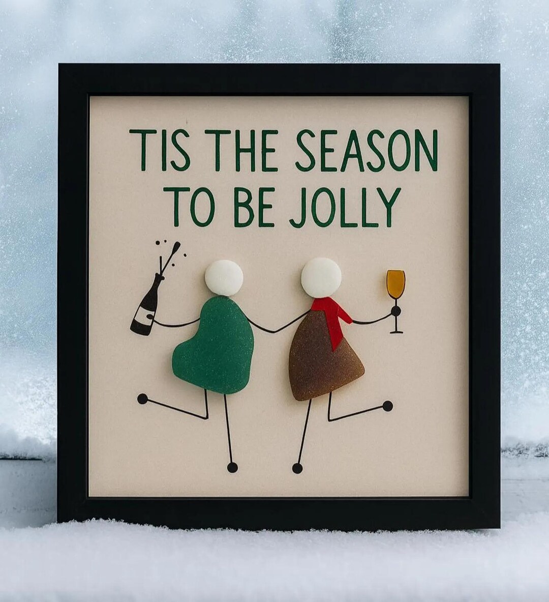 Handmade Pebble Art Christmas Frame “’tis the Season to Be Jolly ...
