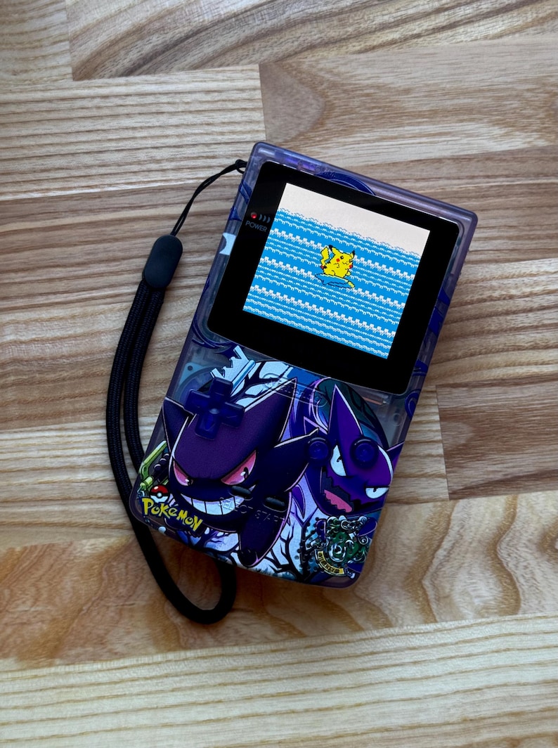 Custom Gengar Gameboy Color: OLED Screen, Pokeball Charm, Gift Box - Etsy
