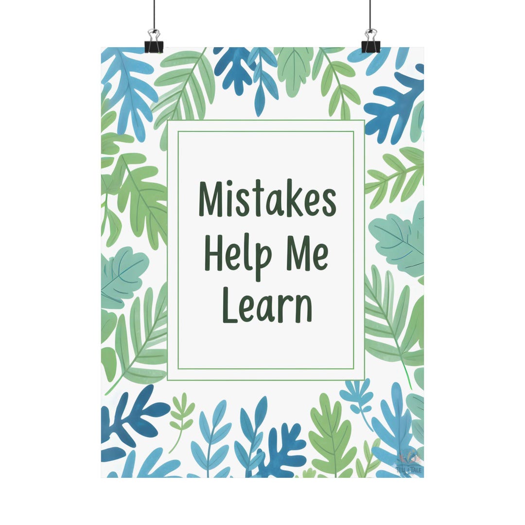 Botanical Motivational Poster: "mistakes Help Me Learn" Classroom Wall ...