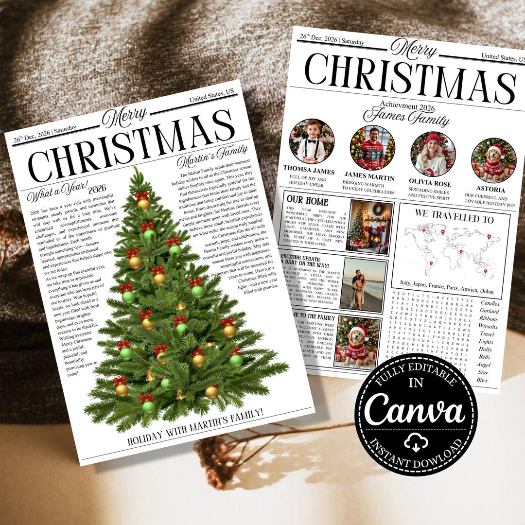 Custom Photo Collage Christmas Newsletter | Year in Review (digital ...