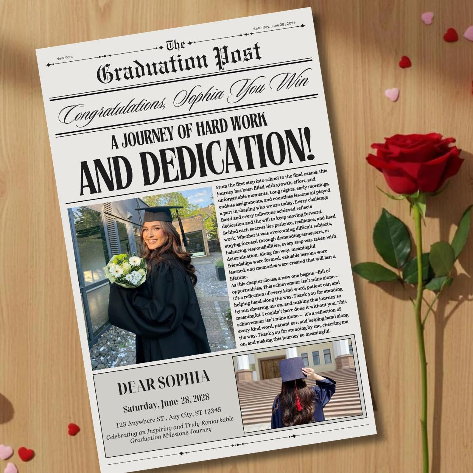 Graduation Newspaper Template 2026, Editable Canva Grad Announcement ...