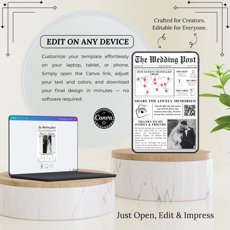 Editable Wedding Newspaper Program Template, Printable Folded Newspaper ...