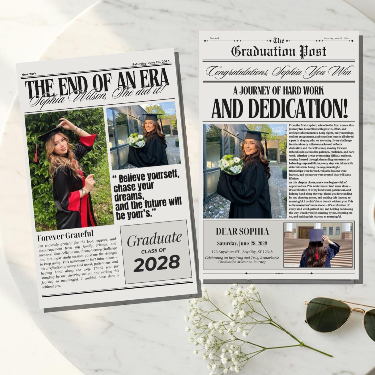 Graduation Newspaper Template 2026, Editable Canva Grad Announcement ...